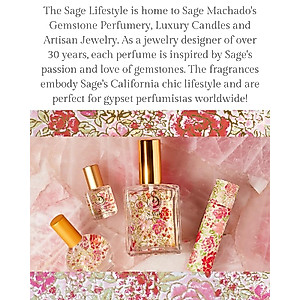 Rose Quartz Organic Perfume Oil Extract Roll-On by Sage- 1/4 oz, Vegan & Cruelty-Free, Floral Scent, Rose Damask, Honeysuckle, Jasmine