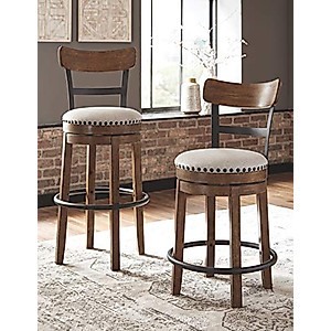 Signature Design by Ashley Valebeck 30" Farmhouse Pub Height Barstool, Brown