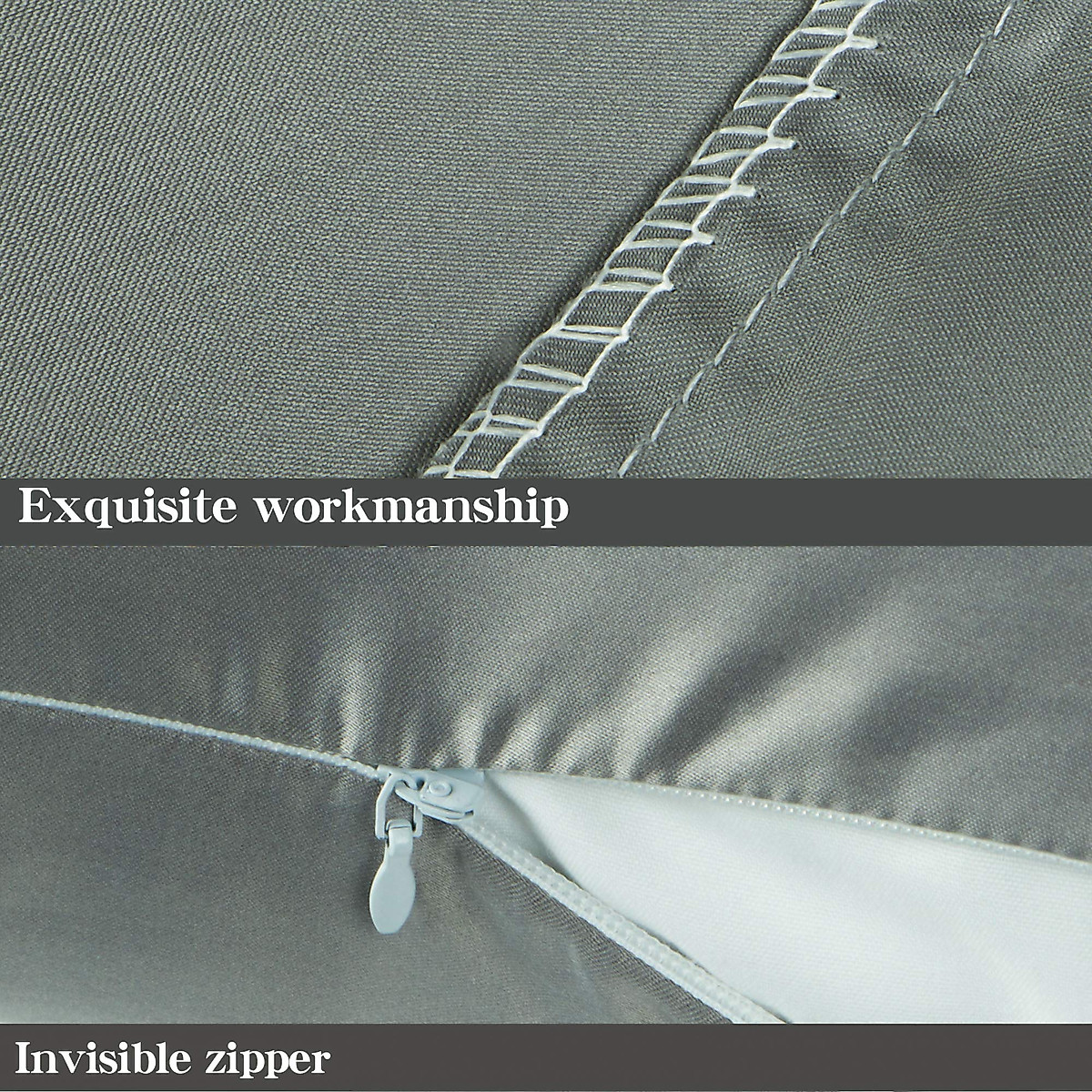 NTBAY Zippered Satin Pillow Cases for Hair and Skin, Luxury Standard Hidden Zipper Pillowcases Set of 2, 20x26 Inches, Dark Grey