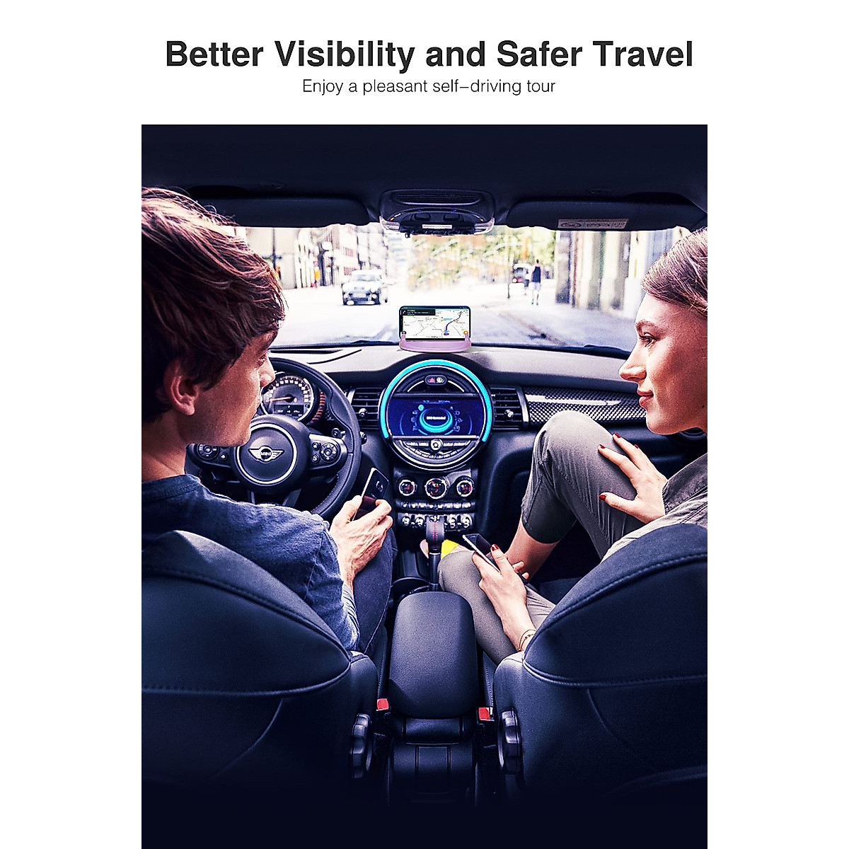 Loncaster Car Phone Holder, Car Phone Mount Silicone Car Pad Mat for Various Dashboards, Slip Free Desk Phone Stand Compatible with iPhone, Samsung, Android Smartphones, GPS Devices More (Purple)