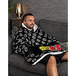 Dragon Ball Z Oversized Blanket Hoodie Adults Mens Womens Sherpa Fleece One Size Black