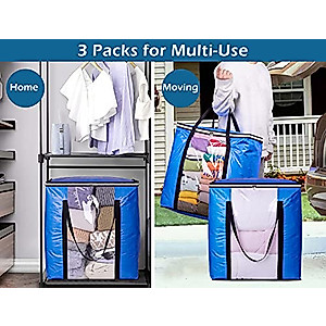 MISSLO Waterproof Large Blanket Storage 106L Heavy Duty Moving Bags with Zippers and Reinforced Handles for Comforter, Pillow, bedding, Quilt, Duvet, Carrying, Travelling, College Dorm, Clothes Organizer Pack Supplies 3 Packs