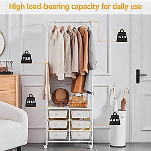 Yaheetech Clothes Rack with Drawers, 68.5 Inch Heavy Duty Garment Rack with Wheels, Portable Closet Organizers and Storage for Hallway, Bedroom Beige