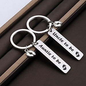 ENSIANTH Pregnancy Announcement Gift New Auntie/Uncle Gift Auntie to Be Uncle to Be First Time Aunt Uncle Gifts with Baby Footprint Charm (Auntie/Uncle to Be)