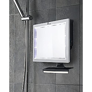 ToiletTree Products Deluxe LED Fogless Shower Mirror with Squeegee Anti-Fog Mirror - Adjustable Shaving Mirror with a Squeegee - Rust-Proof, Impact-Resistance Bathroom Shower Mirror