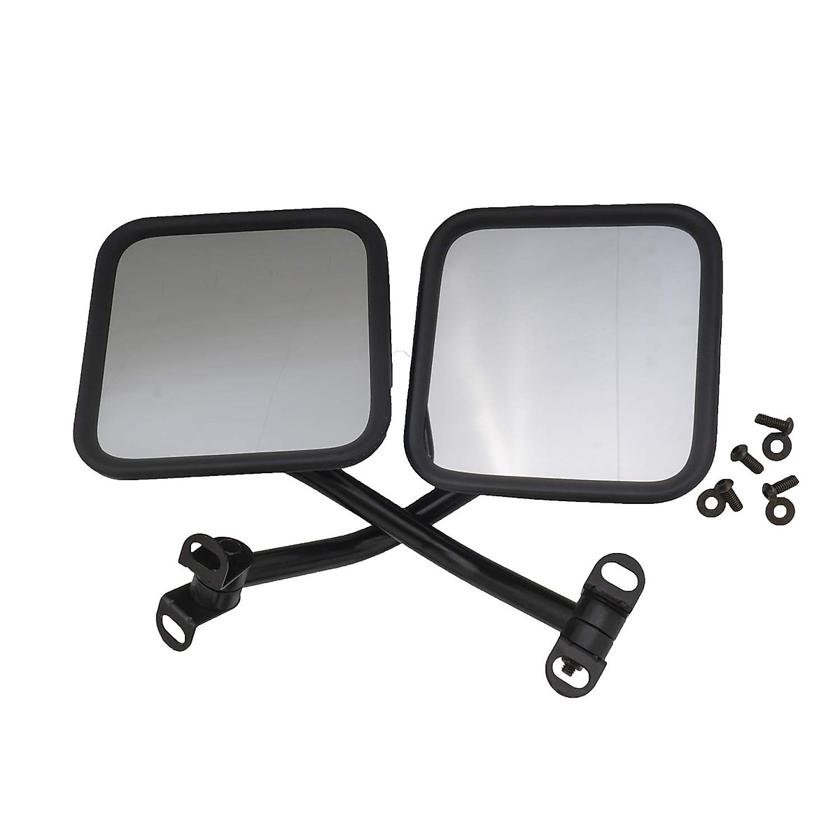Rampage Stainless Factory Style Replacement Steel Mirror Kit | Pair, Black | 7618 | Fits 1976 - 1995 Jeep CJ5 & Wrangler