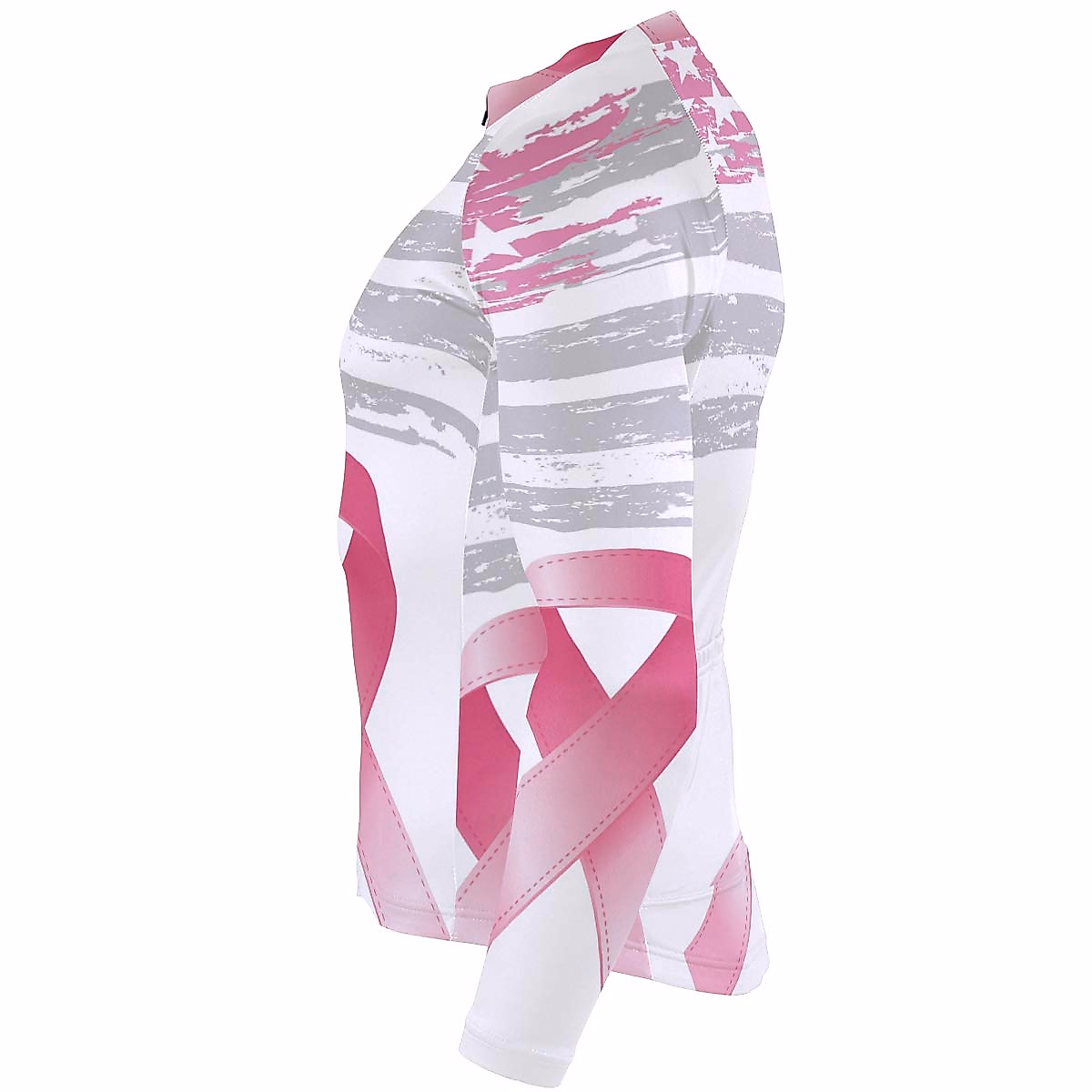 Cycling Jersey Men Long Sleeve Tops Pink Ribbon Breast Cancer Awareness Flag Bike Shirts Bicycle Clothes Jacket