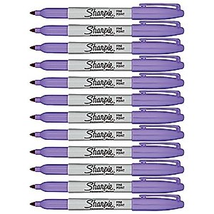 Sharpie Permanent Markers, Fine Point, Light Purple Ink, Pack of 12