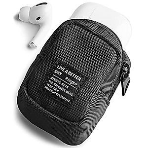 Ringke Mini Pouch [Block] Nylon Carrying Pouch Small Bag for AirPods, Galaxy Buds, Earphones, Cards, ID - Black