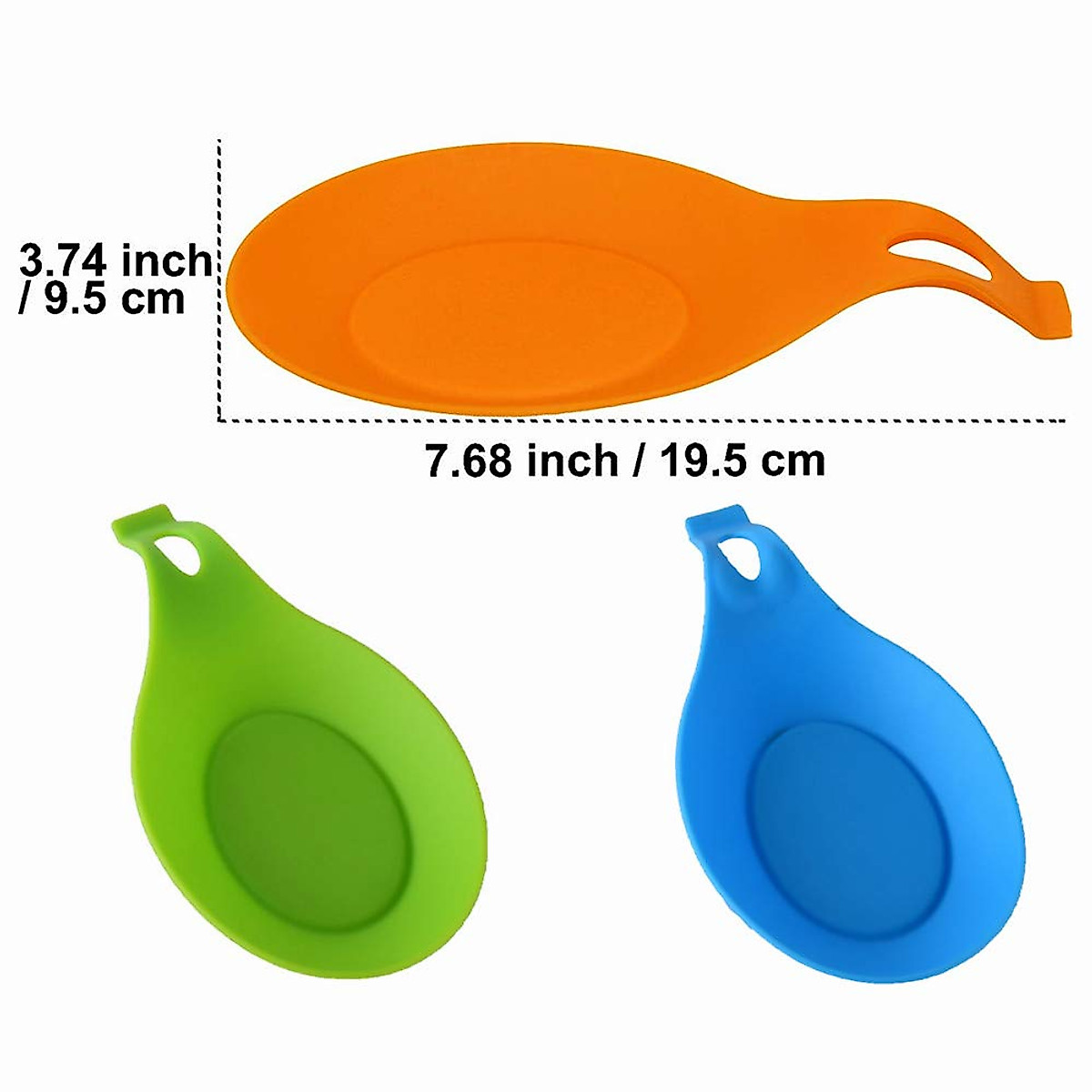 Kitchen Silicone Spoon Rest, 3 Pack Flexible Almond-Shaped Spoon Ladle Holder, Silicone Cooking Utensil Rest