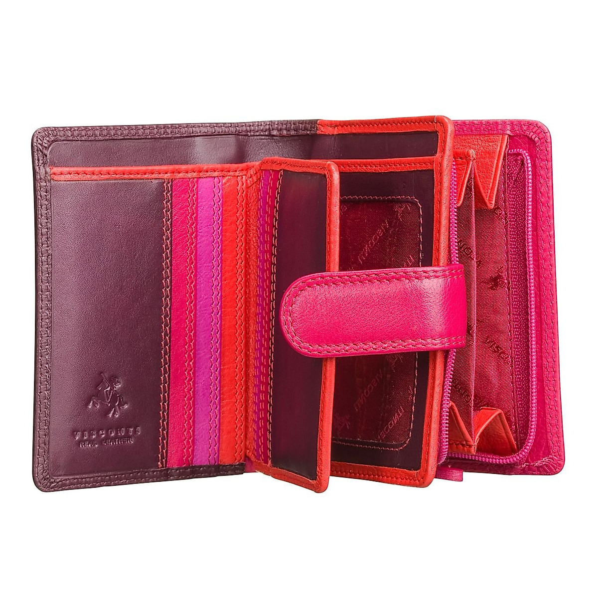 Visconti RB40 Multi Colored Small Soft Leather Ladies Wallet & Purse (Plum Multi)