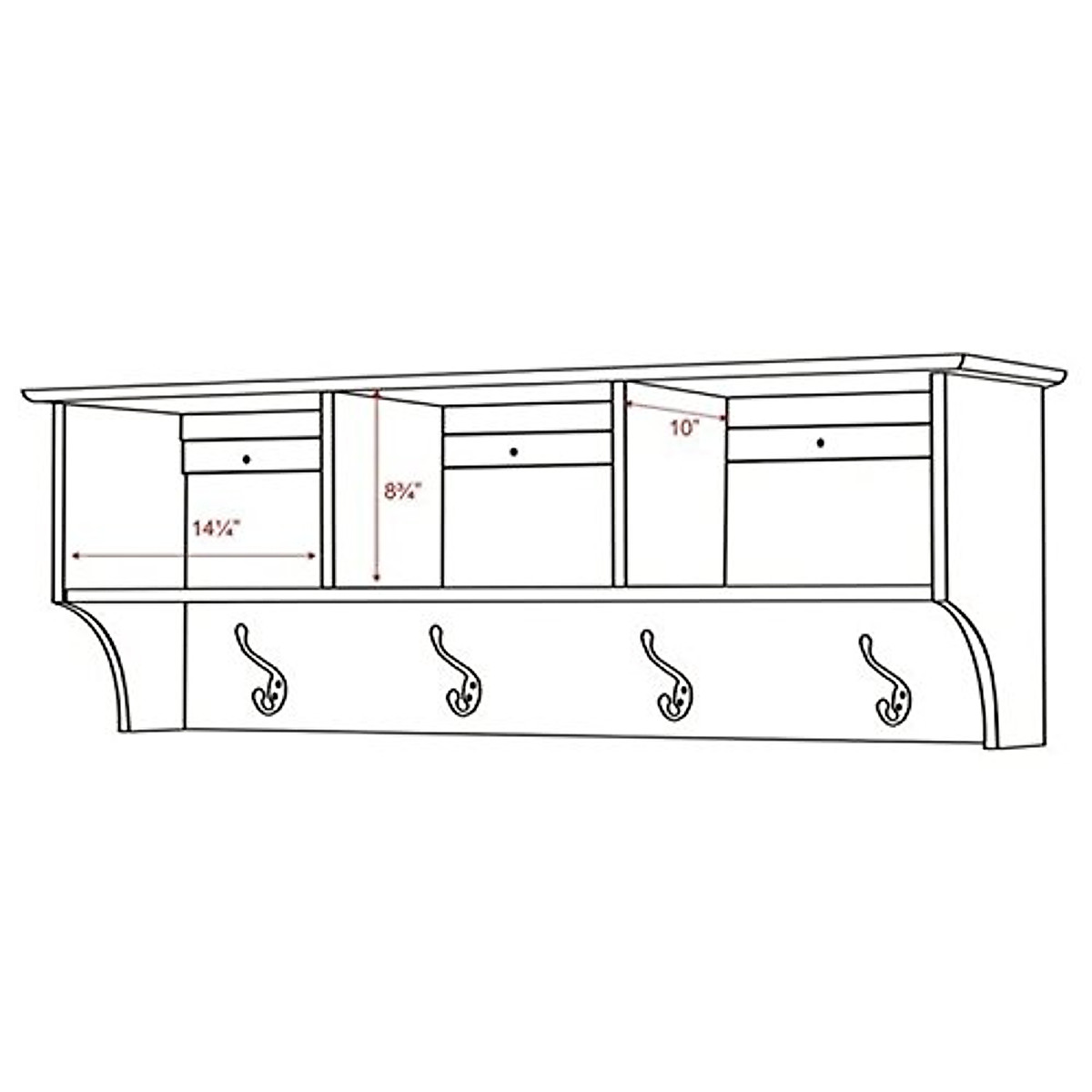 Prepac Entryway Cubbie Shelf, White