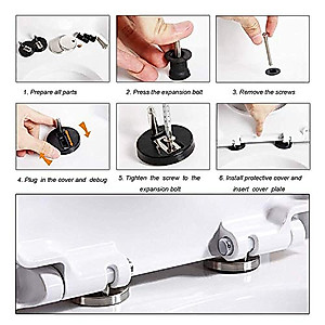 Upgraded 2 Full set Toilet Seat Hinge Fixings Top Fix Nuts Screws Quick Release Hinges Fittings Rubber Back To Wall For Toilet Seat Hinges Replacement