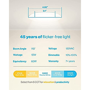 Sunco 6 Pack 4 Inch Slim LED Recessed Ceiling Lights, Selectable CCT 2700K/3000K/3500K/4000K/5000K, Dimmable, 10W, Canless with Junction Box - Energy Star ETL T24