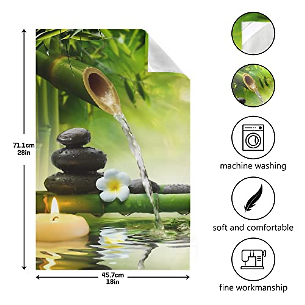 CHIFIGNO Meditation Bamboo Stalks Candle Basalt Stones Kitchen Towels Soft Absorbent Kitchen Hand Towels Cleaning Cloths Reusable Tea Towels Bar Towels 28 x 18 inches