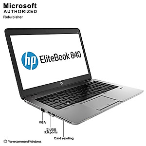 HP 2018 Elitebook 840 G1 14inch HD LED-backlit anti-glare Laptop Computer, Intel Dual-Core i5-4300U up to 2.9GHz, 8GB RAM, 500GB HDD, USB 3.0, Bluetooth, Window 10 Professional (Renewed)