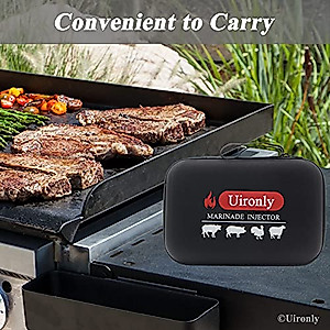 Uironly Meat Injector,Turkey Seasoning Injection Kit with 3 Professional Marinade Injector Needles for Grill Smoker BBQ Brisket; Include User Manual, E-Book - Storage Case