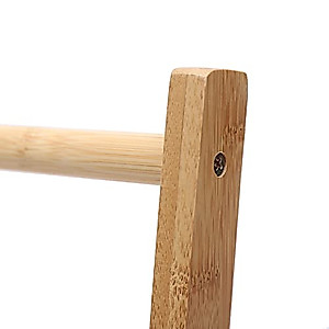 3 Tier Bamboo Towel Rack with Storage Shelf for Bathroom, Free-Standing Beach Towel Holder for Hand, Bath and Pool Towel for Bathroom Storage