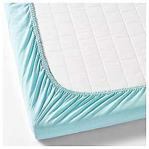 IKEA.. 703.198.01 Len Crib Fitted Sheet, White, Turquoise
