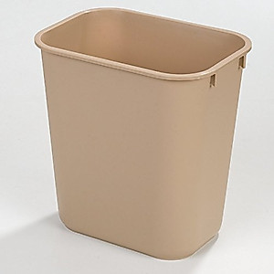 CFS 34292806 Plastic Deskside Wastebasket, 28 Quart, Beige
