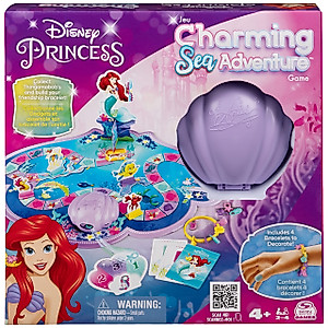 Disney Princess, Charming Sea Adventure Board Game Little Mermaid Toys Featuring Ariel & Friends Fun Game for Family Game Night, for Kids Ages 4 and Up