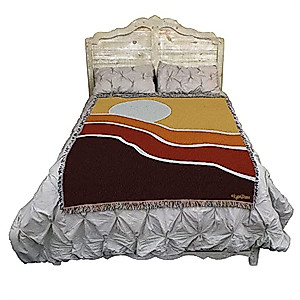 Pure Country Weavers 70's Sunset Blanket by Kyra Brown - Abstact Art - Gift Tapestry Throw Woven from Cotton - Made in The USA (72x54)