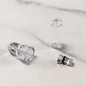 2 Pack Mini Pepper Shaker Premium Metal Spice Dispenser and Sweetener Portable Travel Storage (Anodized Aluminum) (Glass)