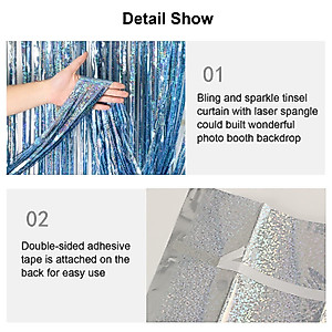 3 Pack Backdrop Curtains Party Decorations, Fringe Streamers Tinsel Backdrop Fringe Backdrop Party Backdrop Birthday Decorations, Party Décor Disco Party Decorations (3.3‘ x 6.6’, Silver)