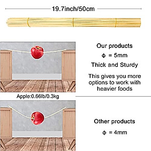 BLUE TOP Bamboo Marshmallow Grilling Sticks Smores Skewers 19.7 Inch 5mm Thick 60 PCS Extra Long Heavy DutyWooden Skewer BBQ Hot Dog Skewer,Great for Camping,Parties,Weddings and Plant Stakes.