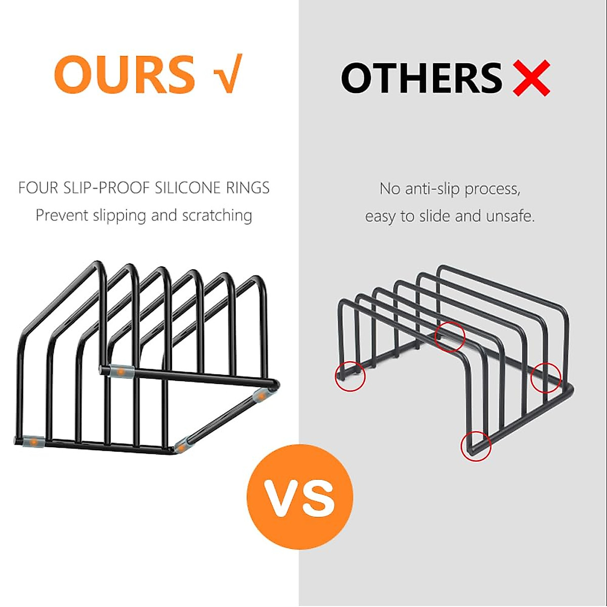 KORRTFID Cutting Board Storage Rack, Compact Chopping Board Organizer, Cutting Board Stand Holder, Bakeware, Cookie Sheets Organizer (0.6 Inch Width Slots)