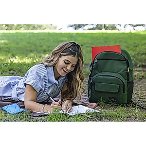 Multi Pocket Colorful Travel and College Backpacks with Padded Straps, Side Pockets (Green)