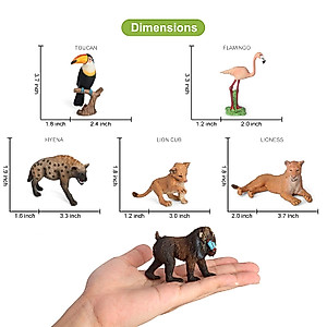 Volnau Animal Toys Figurines 11PCS Africa Figures Zoo Pack for Kids Christmas Decoration Gift Preschool Educational and Jungle Lion Forest King Set