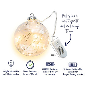 10th Wedding Anniversary Lighted Christmas Ornament with Timer, 10 Years as Mr & Mrs, Gift for Married Couple, Transparent Disc-Shaped with LED Fairy Lights, Battery Operated (10th Anniversary)