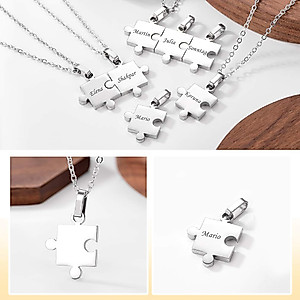 Custom BFF Necklace for 7 Personalized Puzzle Matching Best Friend Friendship Family Necklaces Memory Jewelry Gifts for Sister Women