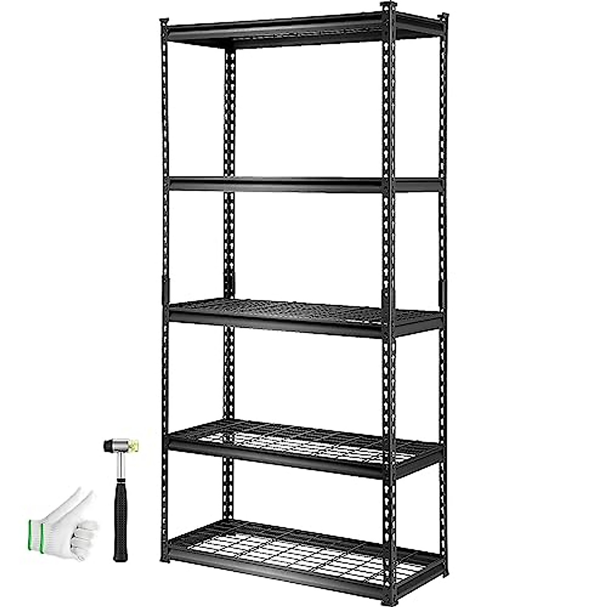 VEVOR Storage Shelving Unit, 5-Tier Adjustable, 2000 lbs Capacity, Heavy Duty Garage Shelves Metal Organizer Wire Rack, Black, 36" L x 16" W x 72" H for Kitchen Pantry Basement Bathroom Laundry Closet