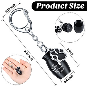 Batiyeer 4 Pcs Pet Urns Keychain for Dogs Ashes Keepsake Stainless Steel Small Pet Cremation Keepsake for Dogs Cats Ashes with Black Velvet Storage Bags, Puppy Cremation Jewelry Paw Charm