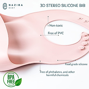 NAZIRABABY 8 Piece Baby Feeding Set Suction - Silicone Suction Bowls, Divided Plates, Straw Sippy Cup - Toddler Self Feeding Eating Utensils Set with Bibs, Spoons, Fork (Magic Mint)