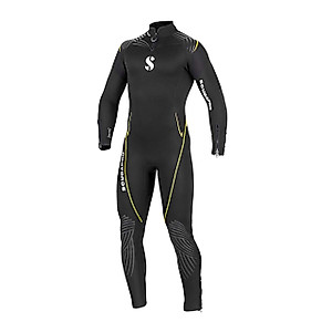 SCUBAPRO Definition Steamer Scuba Diving Wetsuit, 3mm Men Back Zip Neoprene, XL, Black/Yellow