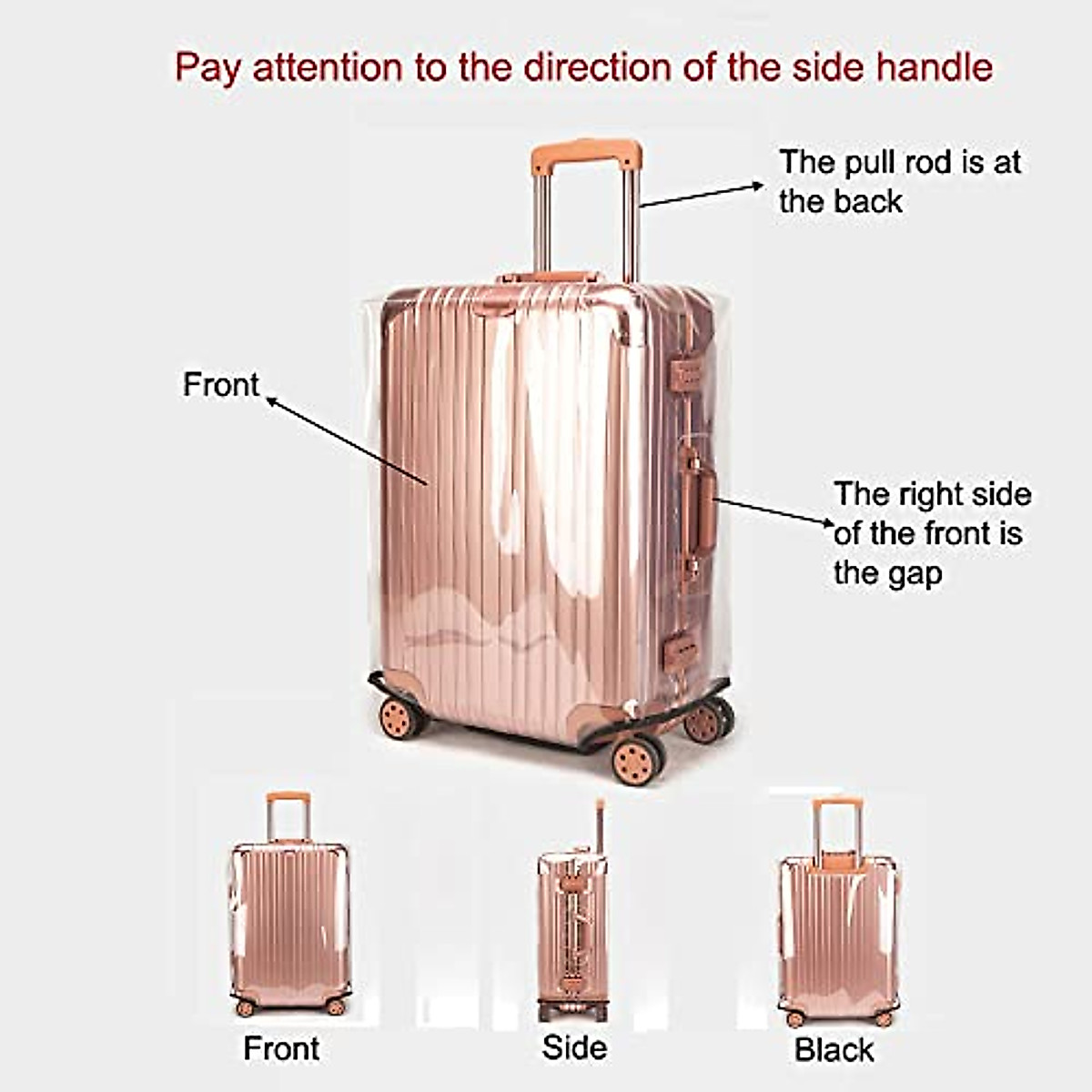 MosaiRudo Clear PVC Luggage Cover Protectors Transparent Travel Luggage Protector for Wheeled Suitcase (No border Thickness 0.3mm, 26inch)