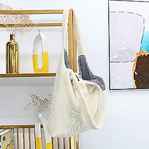 UERRUAM Cute Tote Bags Aesthetic Kawaii Purse Fluffy Tote Bag Faux Fur Bag for Women with Interior Pockets