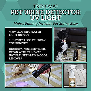 TriNova Pet Urine Detector UV Flashlight - LED Ultraviolet Black Light Quickly Detects Bed Bugs, Scorpions, Spiders and Cat & Dog Pee Dry Stains on Carpet, Upholstery and More