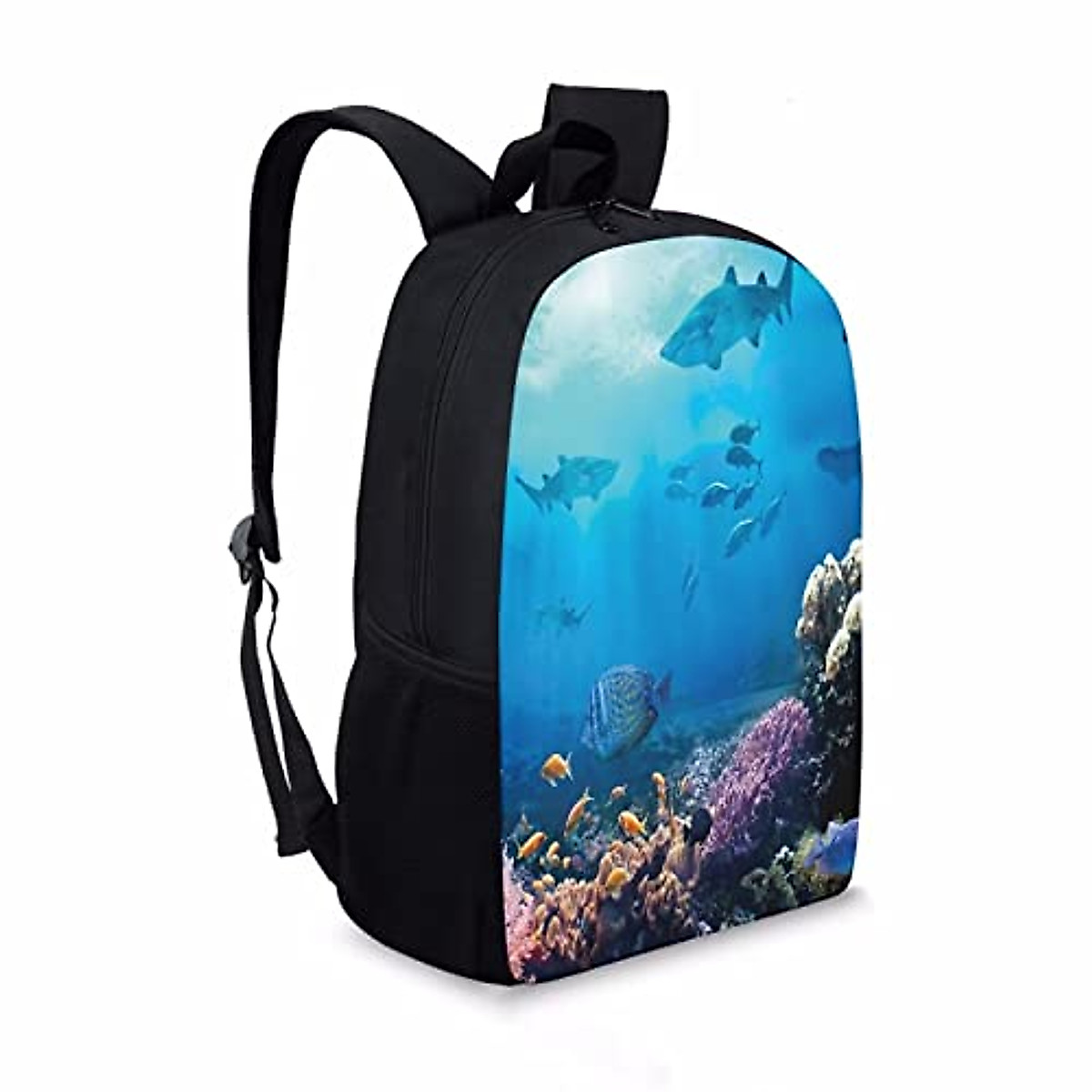 Modysero Ocean Animal Girls Backpack Large Capacity Lightweight Durable Casual 17 Inch Kids Backpack with Two Side Mesh Pocket Adjustable Strap Breathable Travel School Backpack for Teens