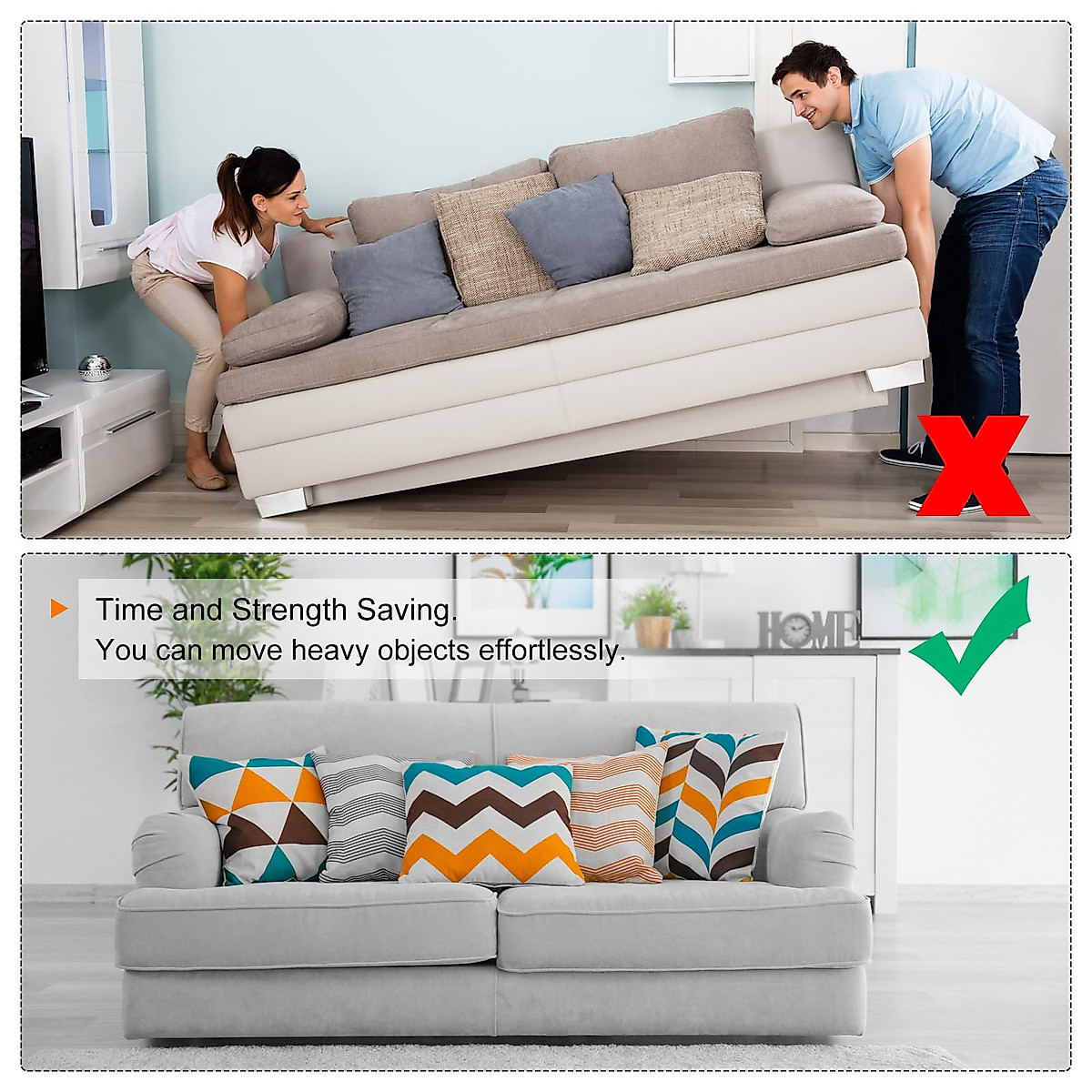 PATIKIL Furniture Mover Dolly, 4 Pack Furniture Triangle Moving Dolly with 3 Wheels 6-Inch Steel Movers Dolly, 200LB Load Capacity, Red