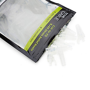 trueCABLE RJ45 Strain Relief Boots, Large 5.5 to 7.0mm Cut-to-Fit PVC Plug Cover, Transparent, 100 Pieces