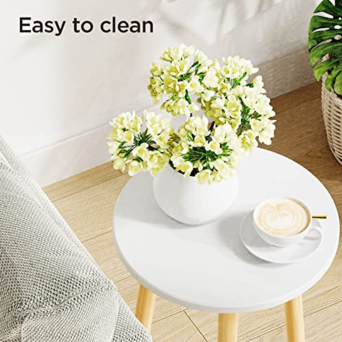 Plant Stand Indoor, 16.5 in Tall Plant Stand Indoor, Wood Plant Stand White, Plant Stool, Plant Stands for Indoor Plants, Small Side Table, Plant Tables, Small Round Mid Century Modern Plant Stand