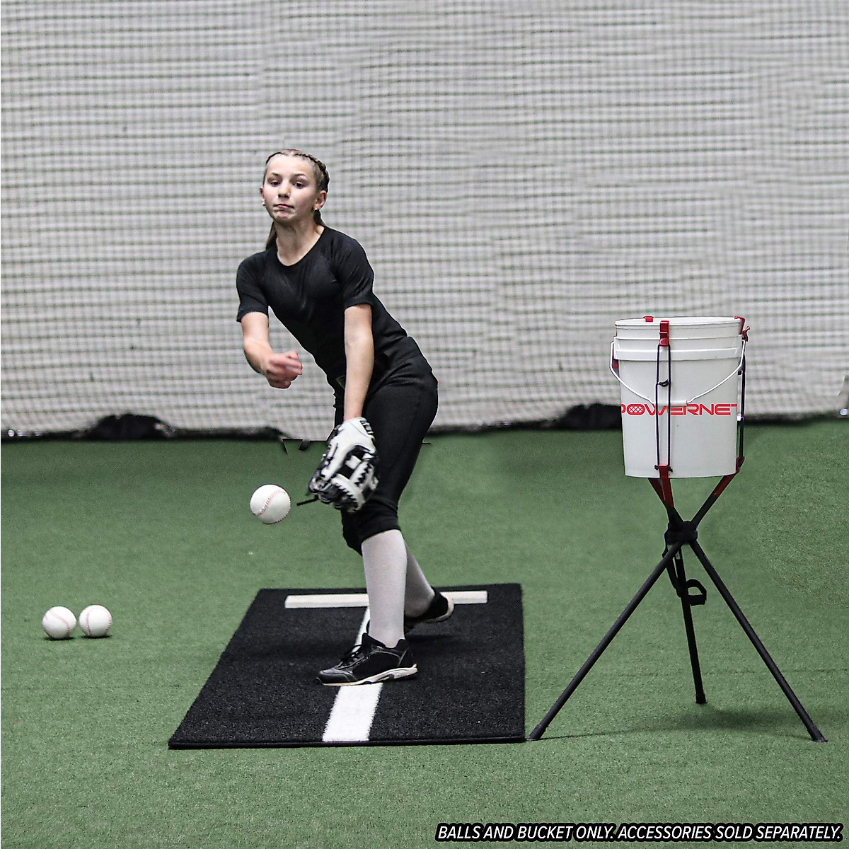 PowerNet Corbin Carroll Training Balls Bundle | 6 White 12" Softballs + 6 PK 3.2" Weighted Balls + 12 Crushers | Perfect for Batting Practice | Recreation Grade (Bucket & Balls)