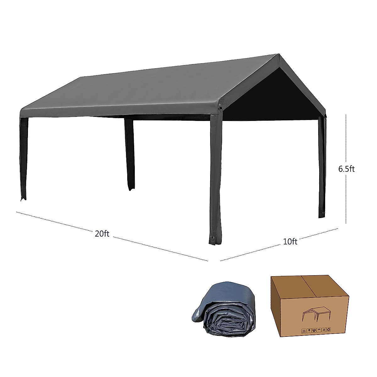 Replacement Carport Canopy Top only, Compatible with 10'x20 carport Frame, 180PE Fabric, Weather Resistant, Beige or Gray, Canopy Cover only, Frame is not Included (10'x20', Gray)