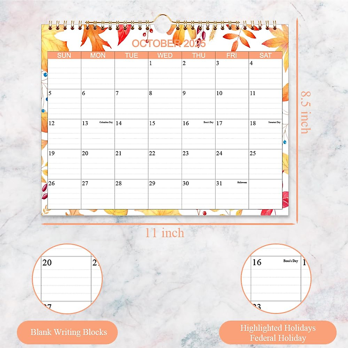 Calendar 2025-2026 - Wall Calendar from Mar 2025 to Oct 2026- Monthly Calendar with 140gsm Thick Paper for Planning and Organizing for Home or Office, 8.5 x 11 In Wall Calendar 2025-2026