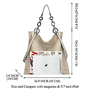 CHERISH KISS Hobo Bags for Women Leather Purses and Handbags Large Crossbody Shoulder Bags with Chain Strap(K5 Taupe)