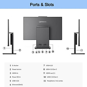 Lenovo IdeaCentre I Gen 9 Daily All-in-One, 23.8" FHD 1920 * 1080 Touchscreen 100Hz, i5-13420H, 16GB DDR5, 2TB SSD, Wi-Fi 6, Windows 11 Pro, Grey